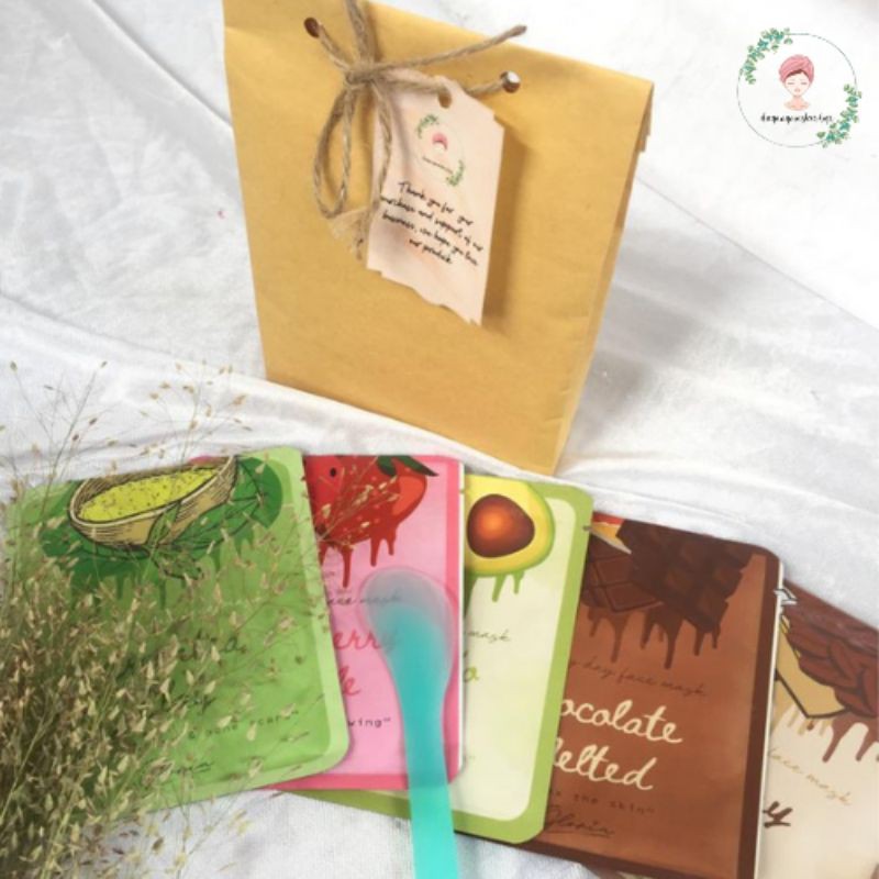 Jual paket masker wajah lea gloria 5pcs free spatula dan packaging ...