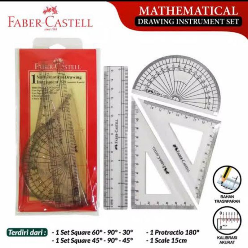 Jual PENGGARIS SET FABER CASTELL | RULER MATHEMATICAL DRAWING ...