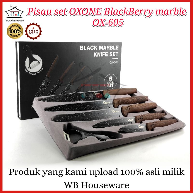 Jual pisau set oxone marble black OX-605 knife set / pisau dapur buah set / pisau serba guna ...