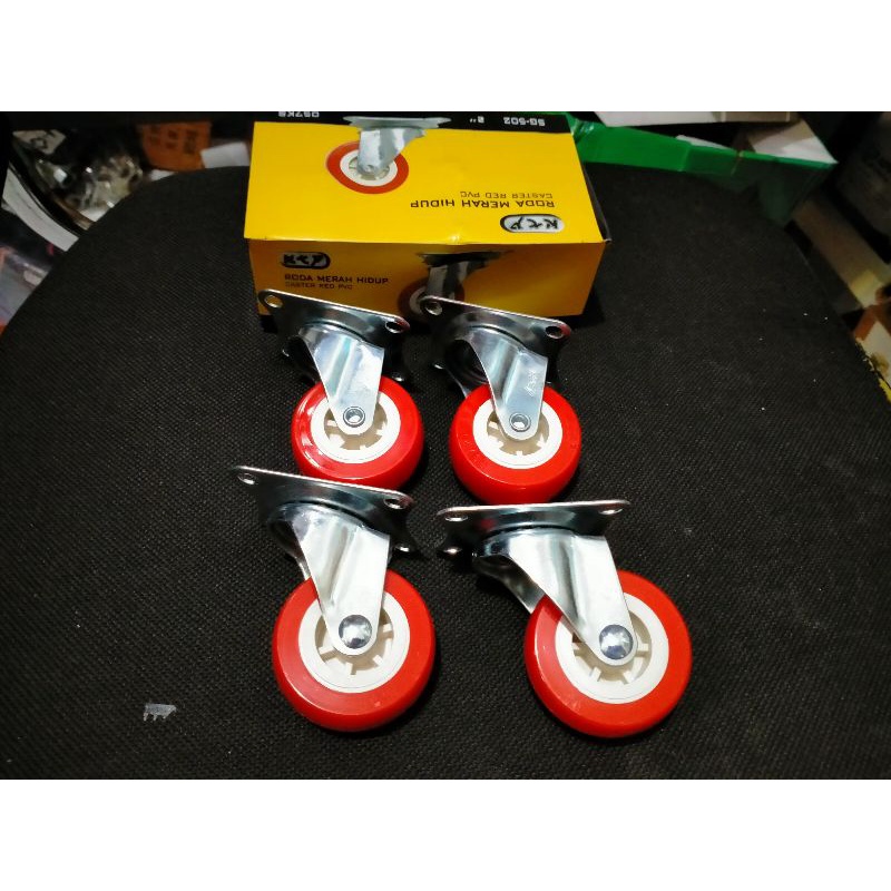 Jual roda merah hidup 2 inchi satu set 4pcs roda casters merah roda ...