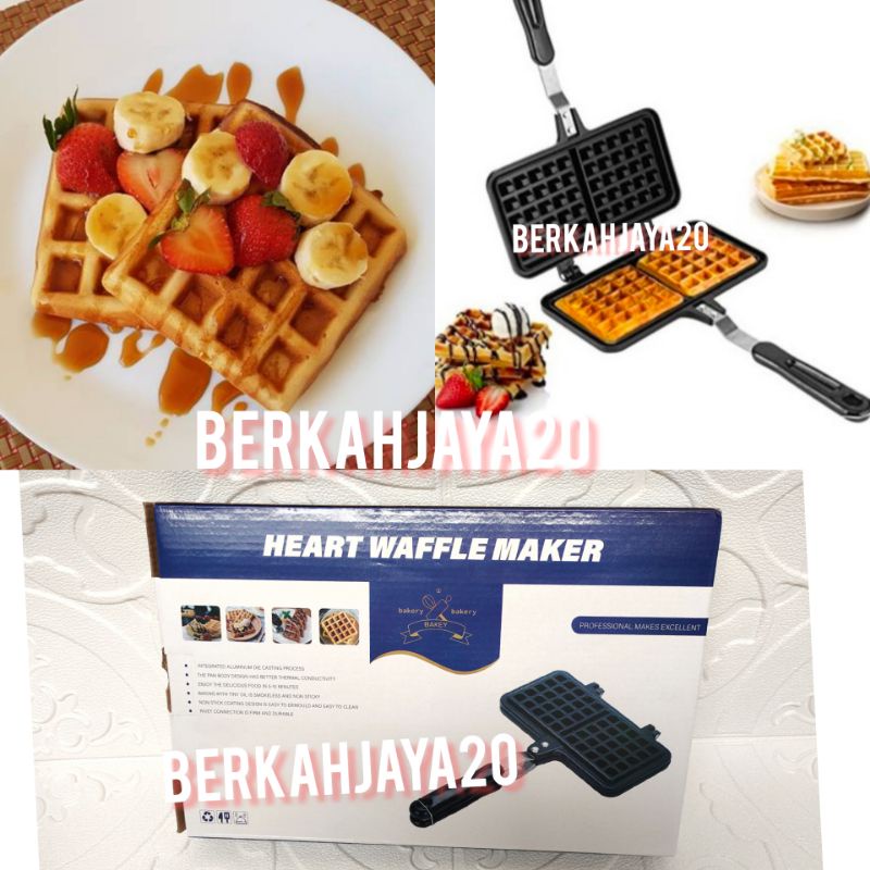 Jual waffle maker teflon/ cetakan kue wafel/ heart waffle maker ...