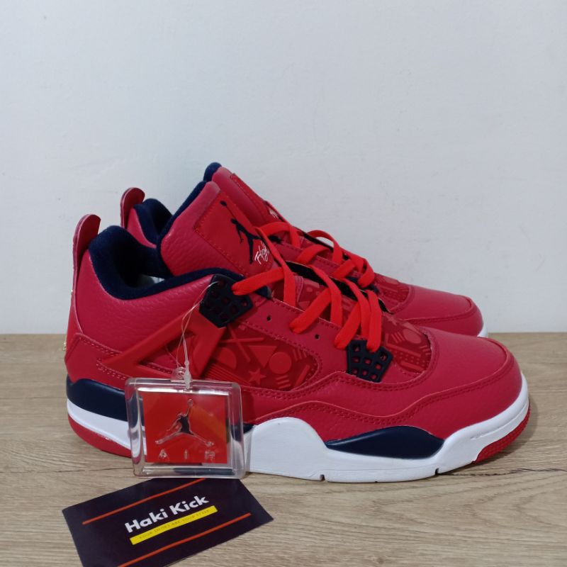 Jual Sepatu Nike Air Jordan 4 Retro Fiba Red White | Shopee Indonesia