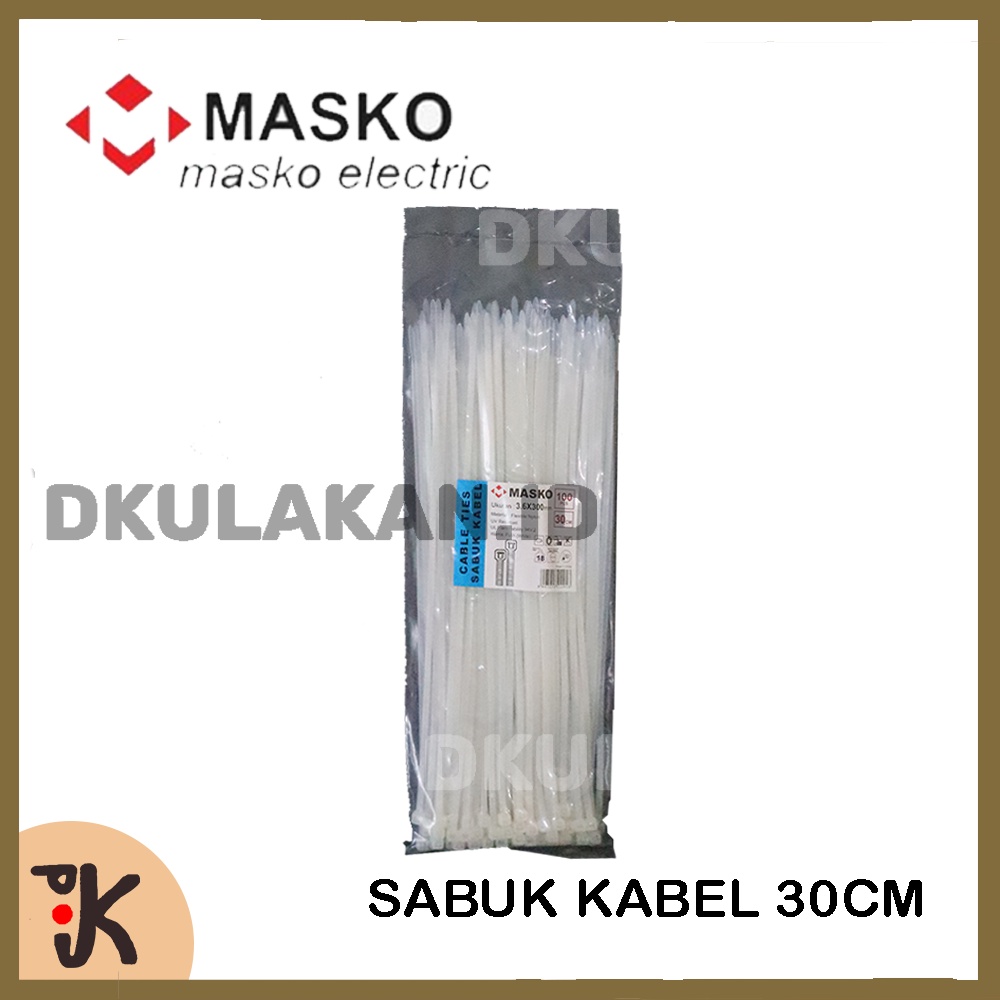 Jual MASKO Cable Ties 3.6x300mm Tali Kabel Plastik 30cm Warna Putih ...