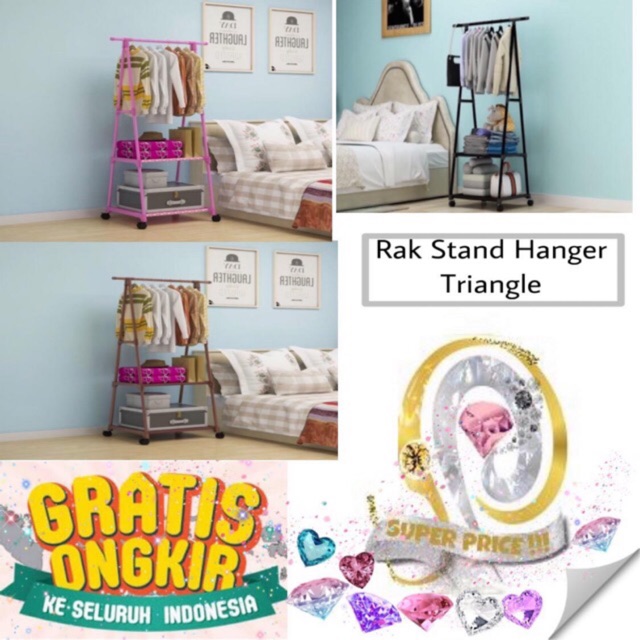 Jual Rak stand hanger triangle rak berdiri segitiga rak gantungan ...