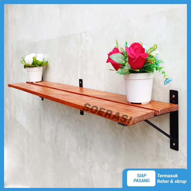 Jual Jual Rak Dinding 1M Minimalis Tempel Vintage Ambalan Kayu Rak Buku ...