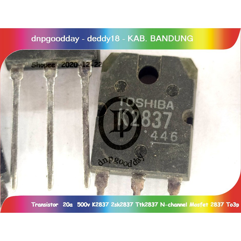 Jual Transistor 20a 500v K2837 2sk2837 Ttk2837 N-channel Mosfet 2837 ...