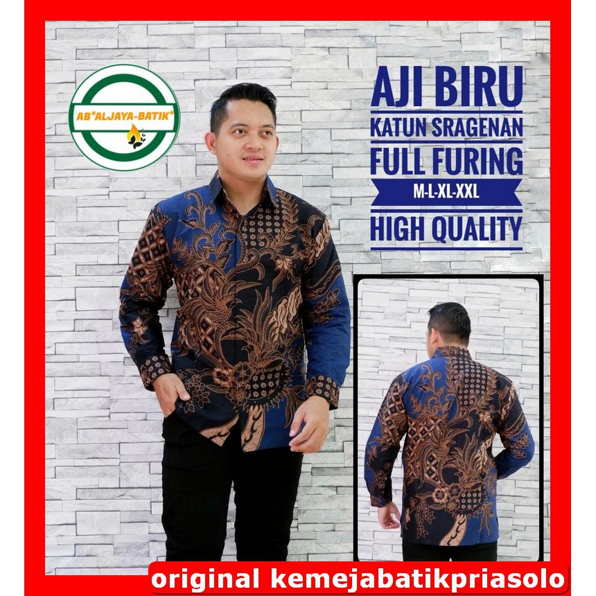 Jual AJI BIRU ALJAYA ATASAN BATIK PREMIUM KEMEJA BATIK SOLO Lengan ...