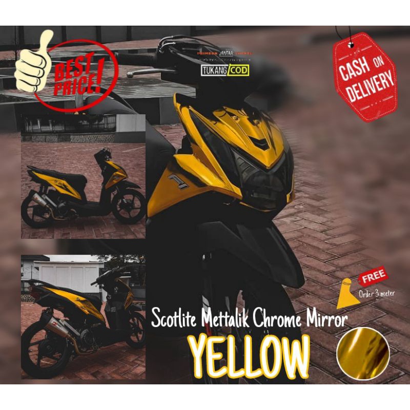 Jual Stiker skotlet metalik chrom mirror scotlite motor kuning metalik ...