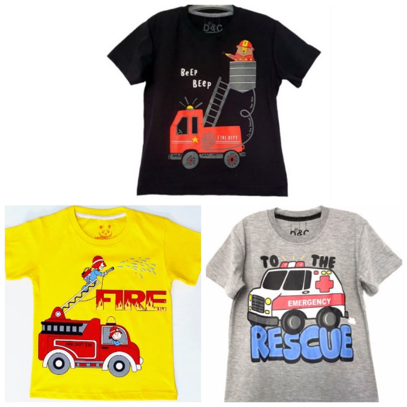 Jual Baju Kaos Anak Laki Laki Karakter Pemadam Kebakaran Fire Dept ...