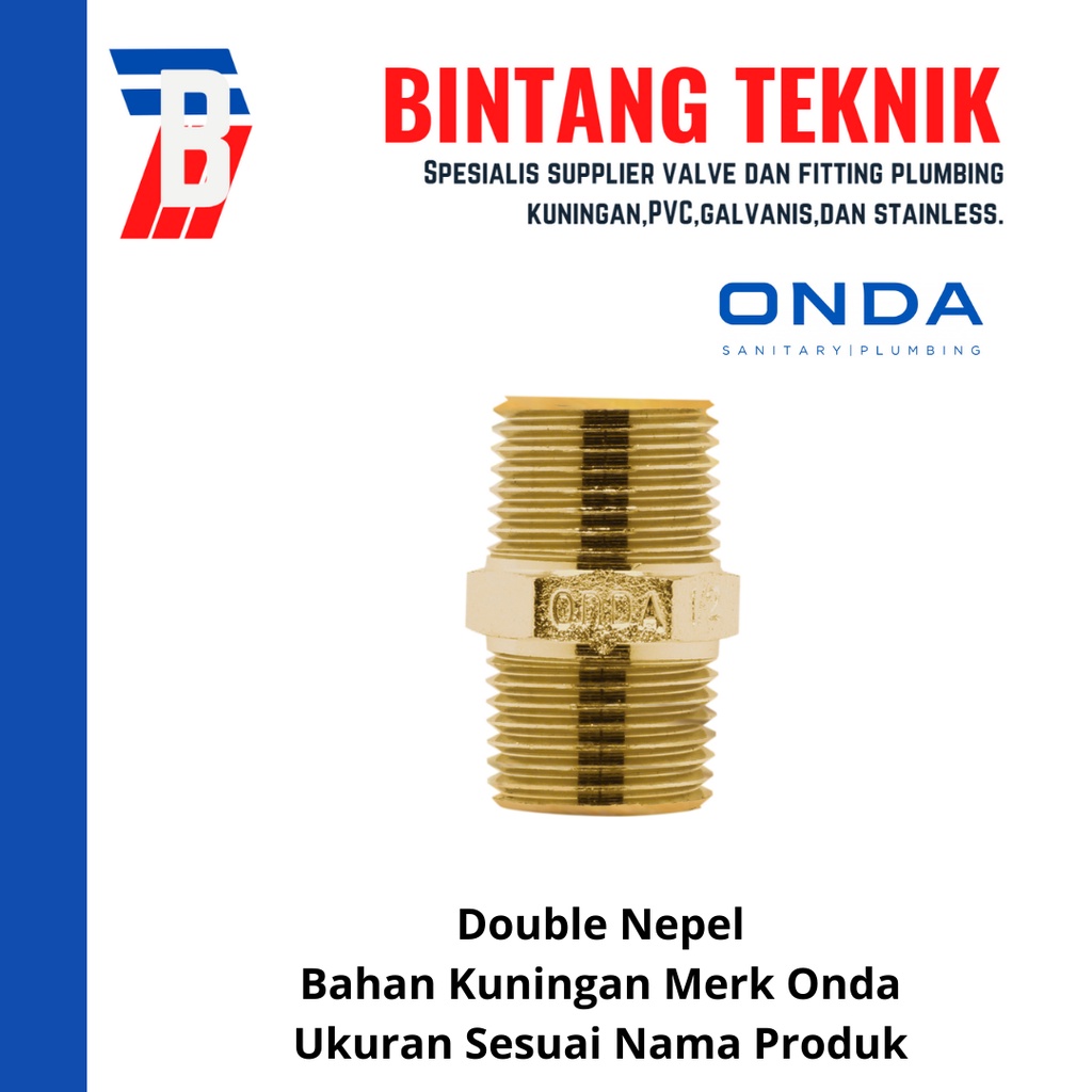 Jual Double Nepel Kuningan 1/2" inch Merk Onda | Shopee Indonesia