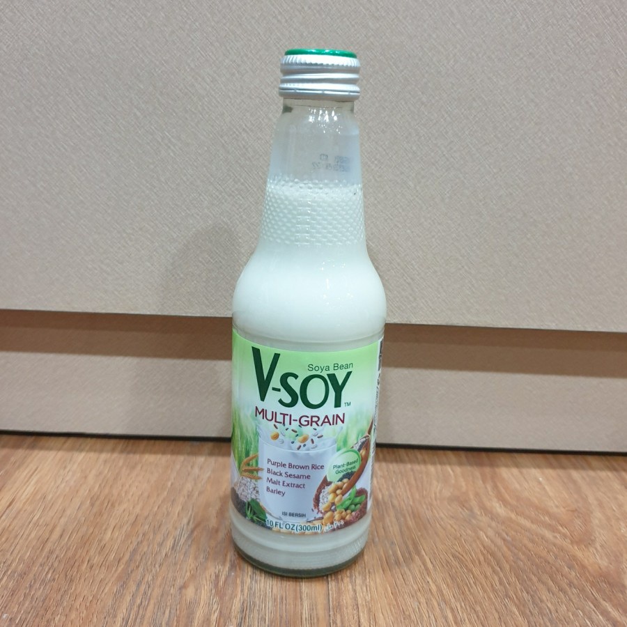 Jual V-Soy Susu Kedelai Multi Grain Soya Bean Milk Botol Gelas 300 Ml ...