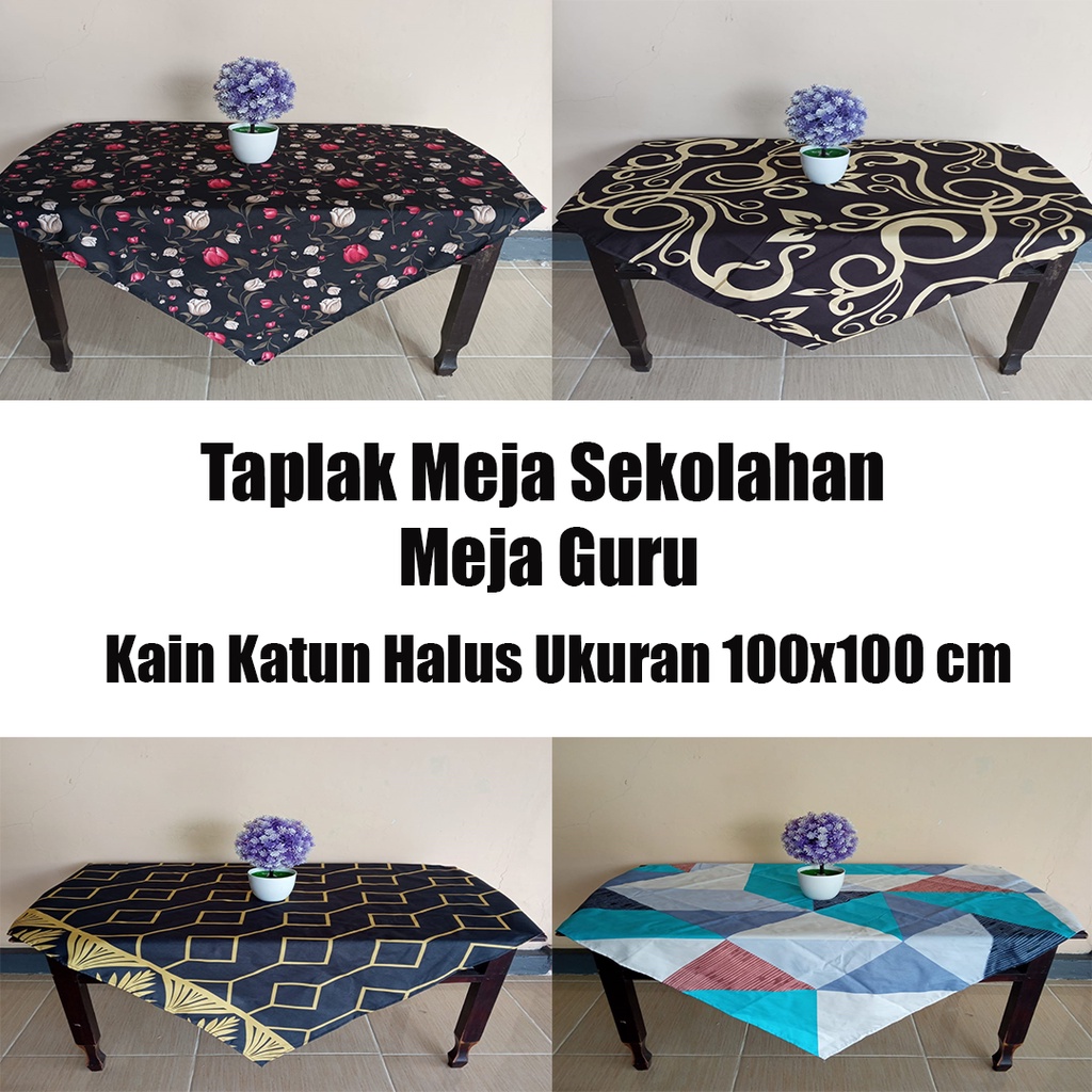Jual Taplak Meja Sekolahan Kantor Guru Kain Katun Ukuran 100x100 cm ...