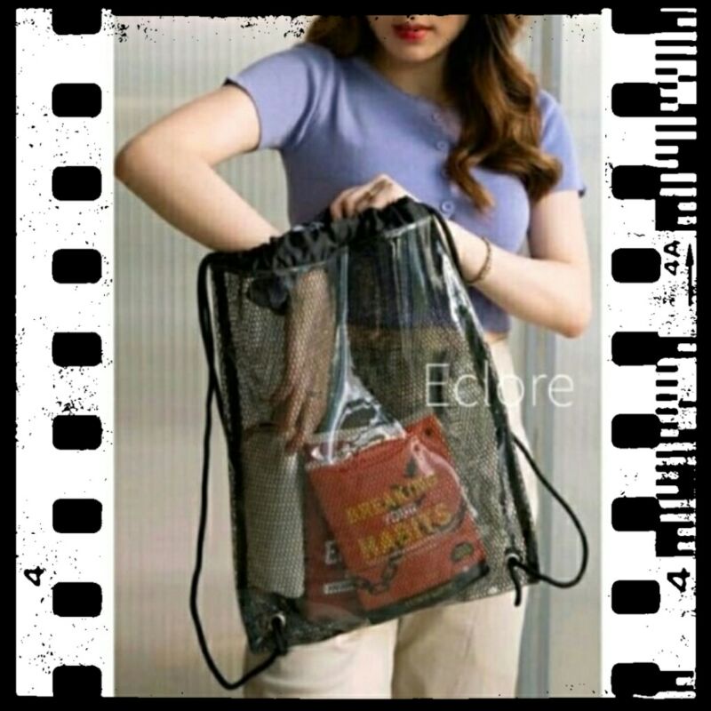 Jual Tas serut SARADA transparan tas kerja tas pabrik kuliah tas kantor ...