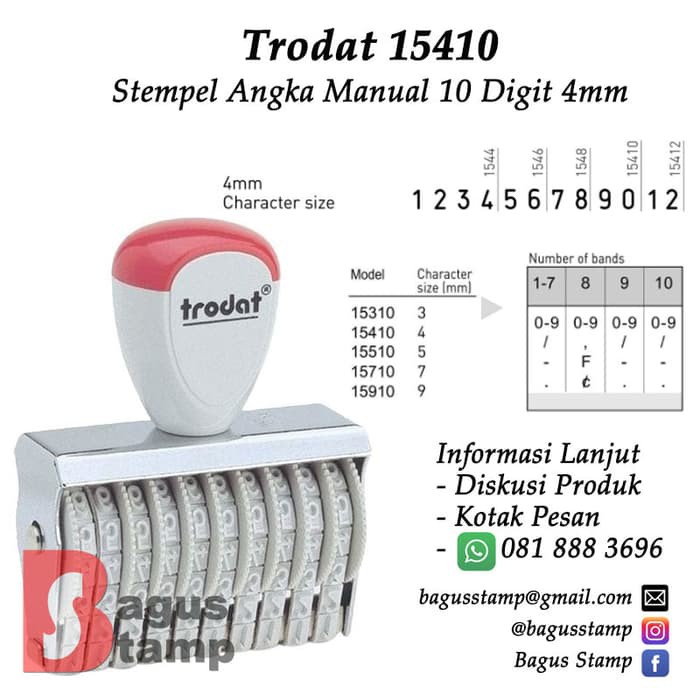 Jual Stempel Angka Manual 10 Digit 4mm Trodat 15410 | Shopee Indonesia