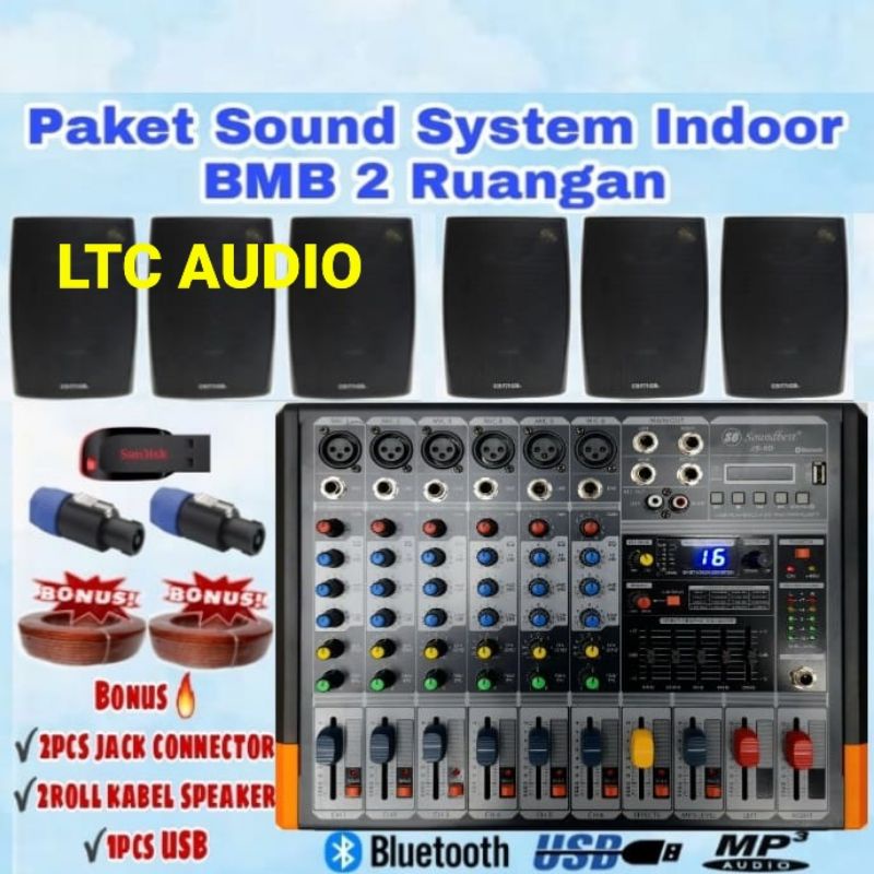 Jual PAKET SOUND SYSTEM INDOOR BMB 2 RUANGAN / SOUND SYSTEM INDOOR CAFE ...