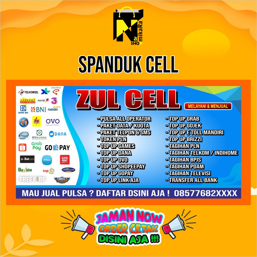 Jual Cetak Spanduk Banner Backdrop Konter Pulsa 2x1 m / Banner Konter Cellular Viral / Termurah ...