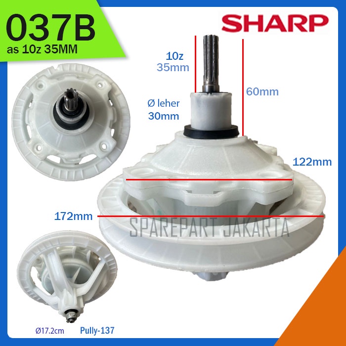 Jual Gearbox Mesin cuci Sharp 2 tabung 14 kg + pully (WGBX-037B ...