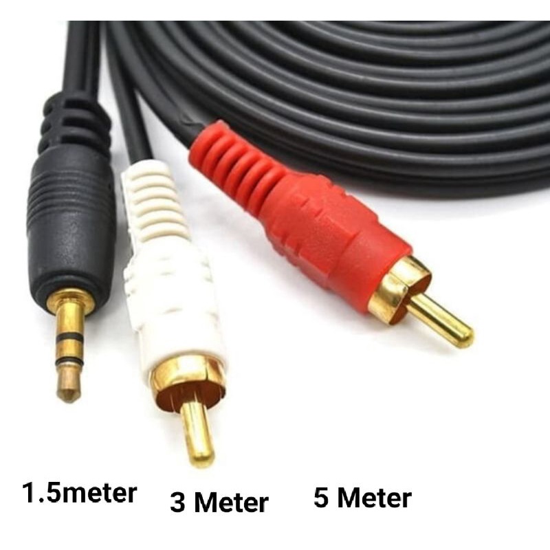 Jual Kabel Jack Audio Aux To 2 Rca Gold Plated 1.5m 3m 5m / Kabel Audio ...
