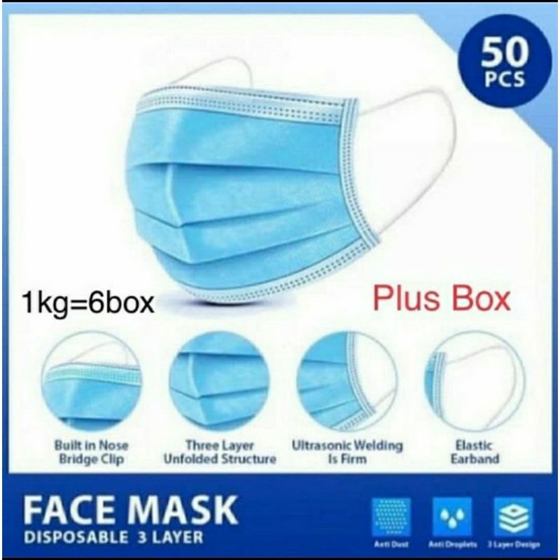 Jual Masker Medis 3Ply 1Box Isi 50Pcs (TANPA BOX) | Shopee Indonesia