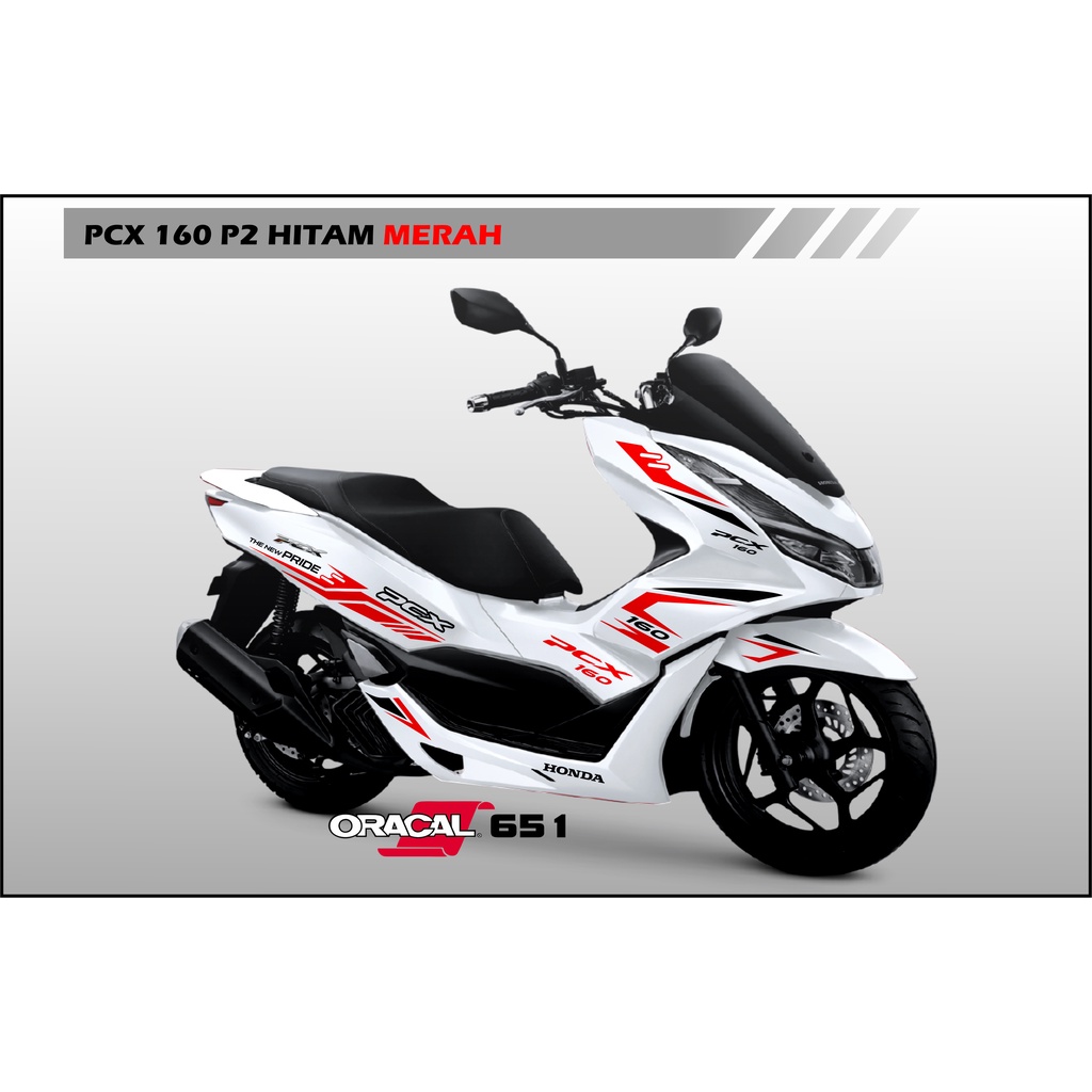 Jual STICKER HONDA PCX 160 PUTIH CUTTING STICKER HITAM MERAH | Shopee ...