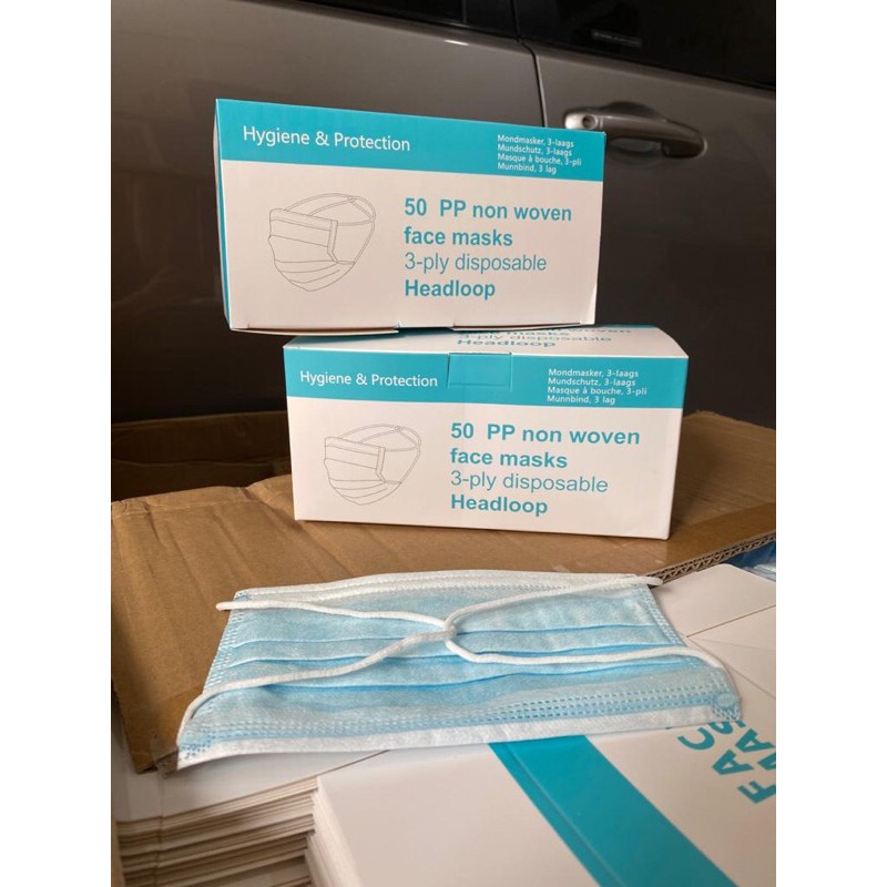 Jual Masker Headloop Hijab 3 Ply 3Ply Face Mask anti Debu Virus isi 50 ...