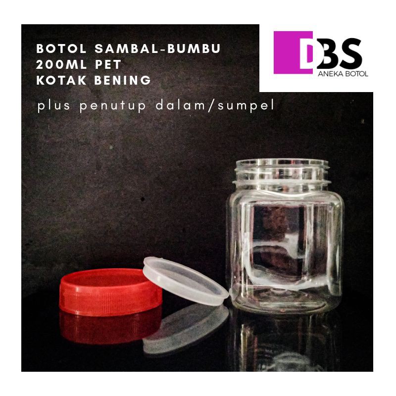 Jual BOTOL SAMBAL KOTAK 200 ML TUTUP MERAH PLUS SUMPEL PENUTUP DALAM ...