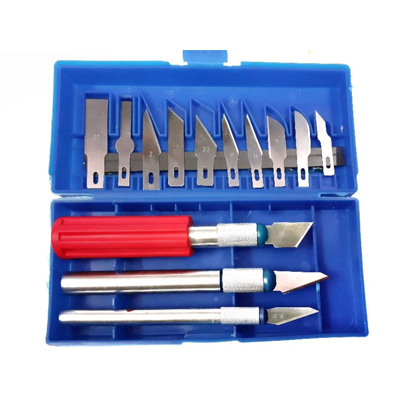 Jual Pisau Cutter Set Isi 13 Pcs Murah Kater plus Mata Cutter Metal ...