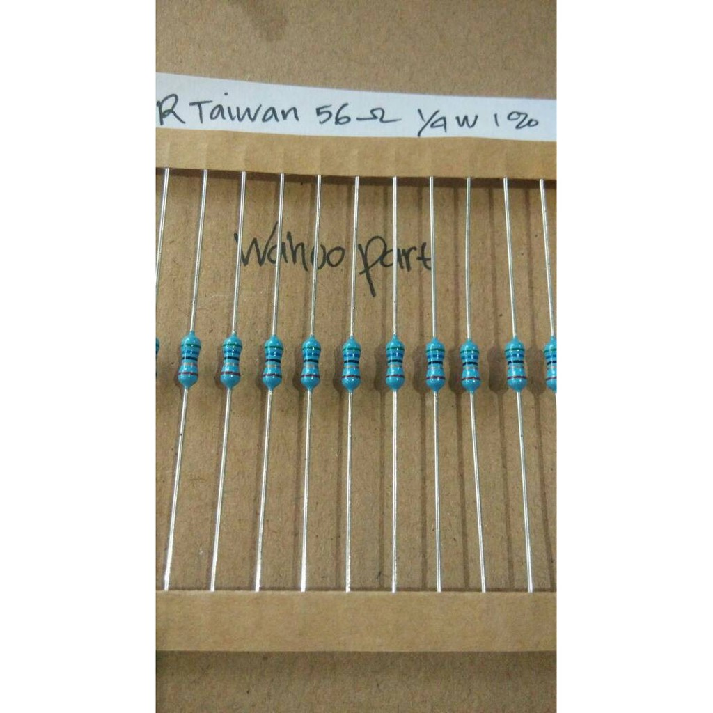 Jual Resistor taiwan 56 ohm metal film 1/4 watt 1% harga per 10 pcs ...