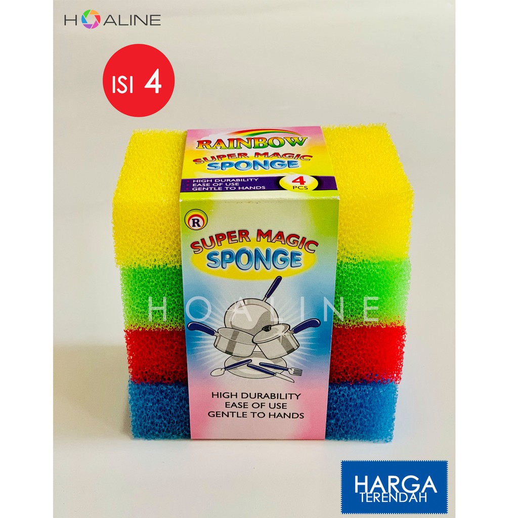 Jual Spon cuci filter warna / spons serbaguna isi 4 pcs Rainbow HL189 1 ...