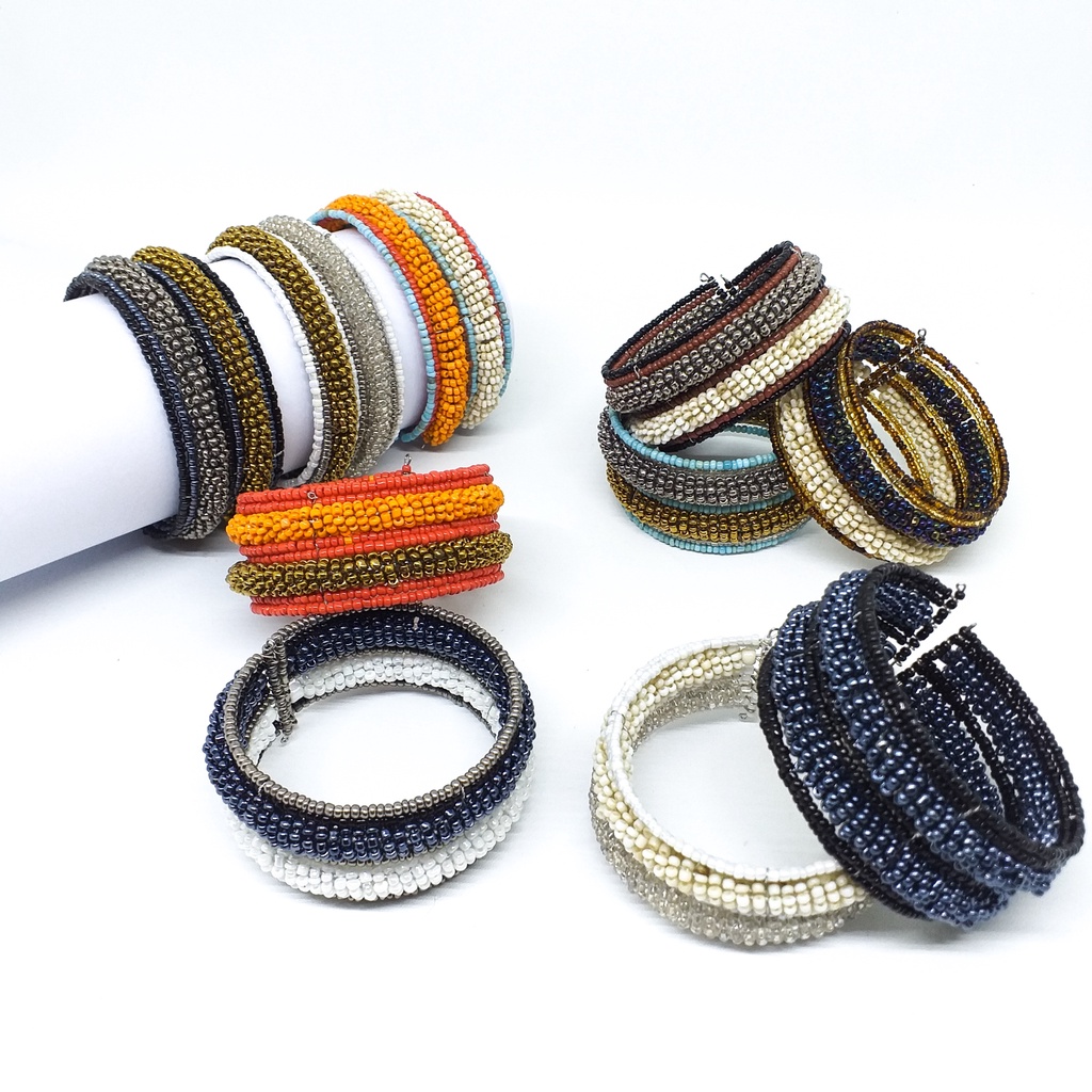 Jual Gelang Manik Monte Etnik Handmade Kawat Spiral Double Style ...