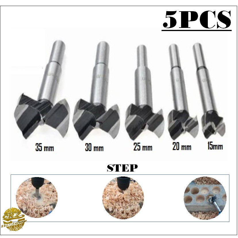 Jual Mata Bor Kayu Engsel Sendok Set 5 pcs Wood Forstner Bit TCT Wood ...