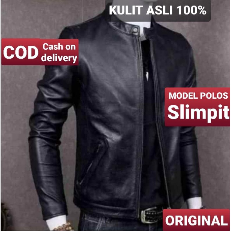 Jual Jaket Pria Kulit Asli 1000% Original Model Polos Model Slimpit New ...
