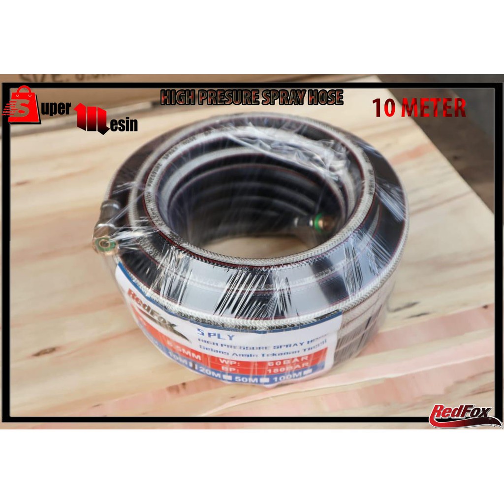Jual SELANG KOMPRESOR ANGIN 10M / HIGH PRESSURE SPRAY HOSE 5 PLY ...