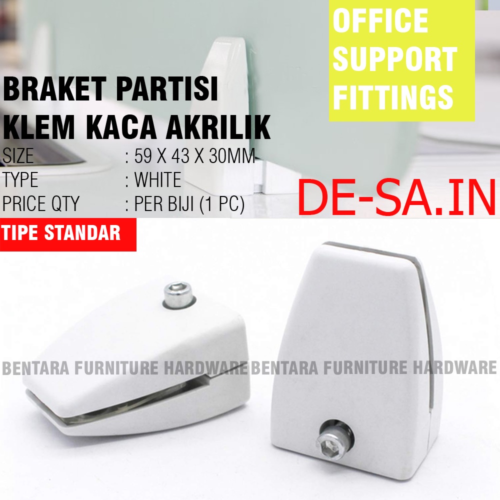 Jual BRAKET TIPE-U PARTISI AKRILIK KACA - OFFICE DESK SUPPORT BRACKET ...