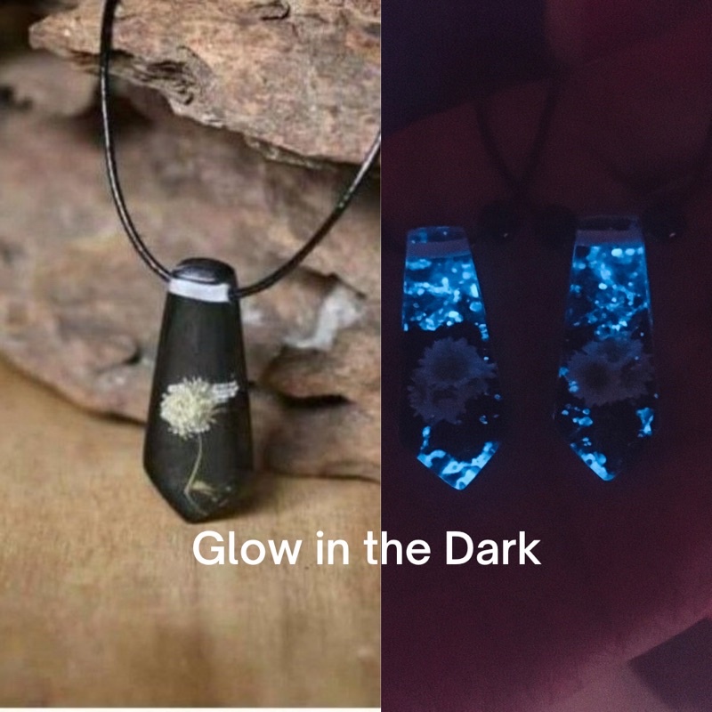 Jual Kalung pria wanita bunga edelweiss abadi dalam liontin resin glow ...