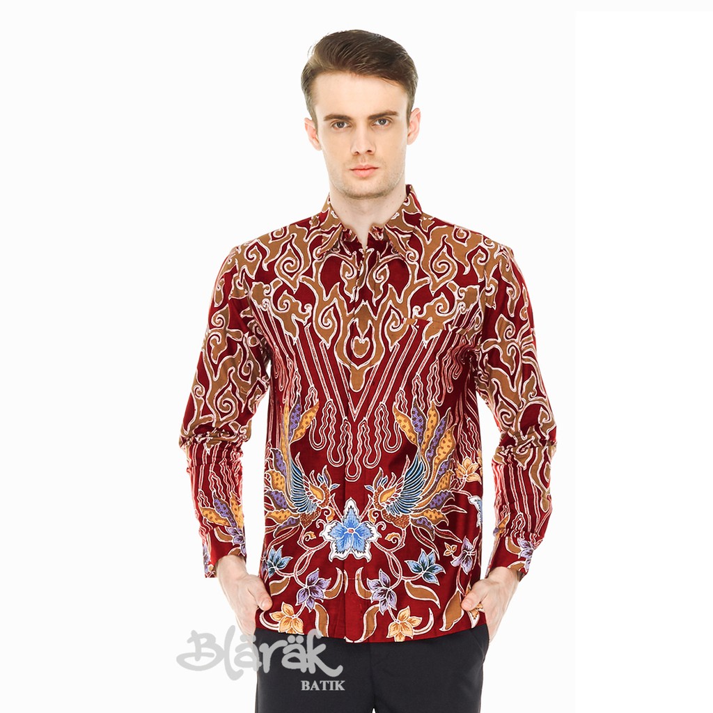 Jual BLARAK - Baju Batik Pria Mega Dharya Merah | Shopee Indonesia