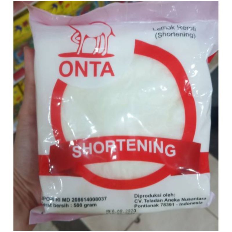 Jual ONTA SHORTENING 500 GR - mentega putih - lemak reroti | Shopee ...