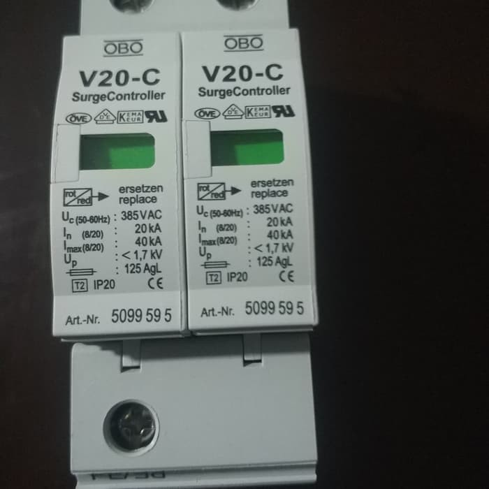 Jual Surge Arrester MERK. OBO V20 / 2 385V 1 Phase ANTI PETIR, MADE IN ...
