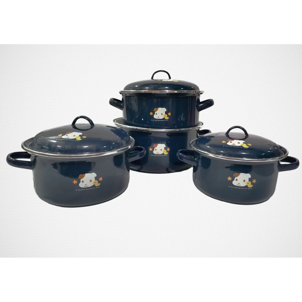 Jual Panci Set Enamel Biru Tua (4 Buah Panci) | Shopee Indonesia