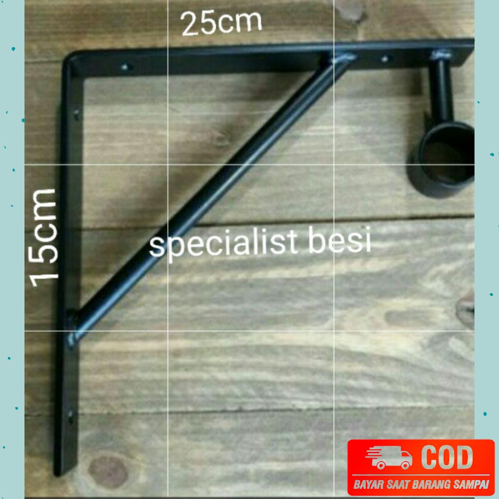 Jual Rak Besi Bracket Siku Dinding / Braket Hambalan Papan Lubang Pipa ...