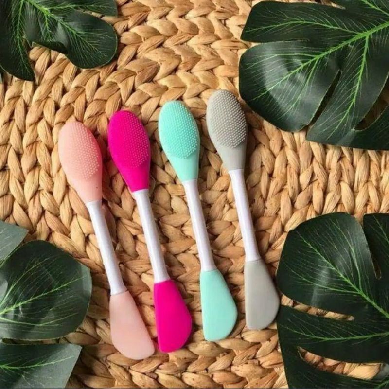 Jual PREMIUM KUAS SPATULA SILIKON MASKER WAJAH + SIKAT KOMEDO 2 in 1 ...