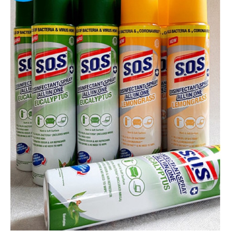Jual SOS Disinfectant Spray All in One Eucalyptus & Lemongrass AEROSOL ...