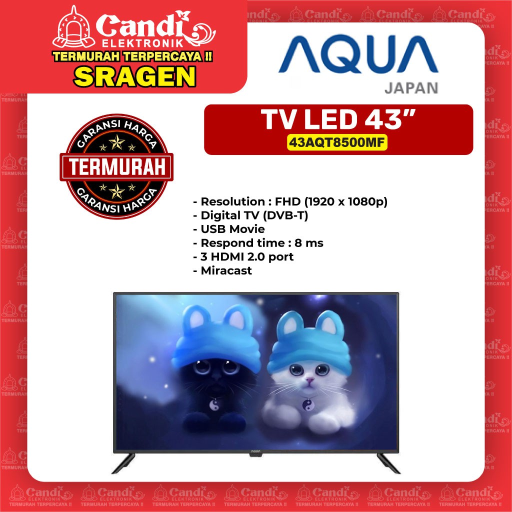 Jual AQUA Tv Led 43" Miracast Digital TV USB movie - 43AQT8500MF | Shopee Indonesia