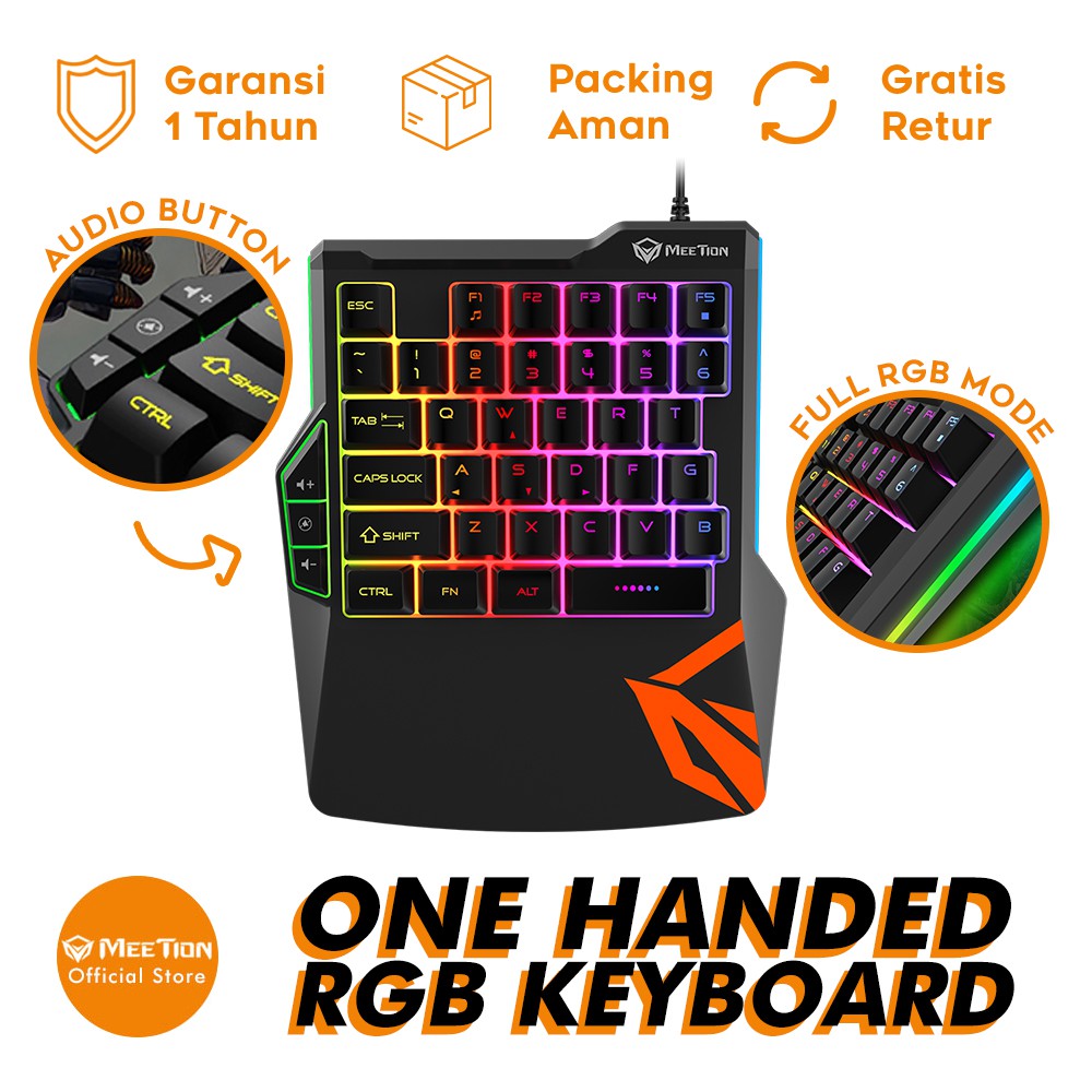 Jual Keyboard Gaming One Hand/Handed Meetion MT-KB015 With RGB / Keyboard Single/ Keyboard Game ...