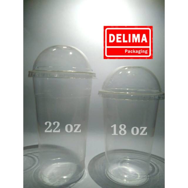 Jual Cup 18 Oz dan 22 Oz Plastik/Gelas Plastik + Tutup Lid Dome/Cembung ...