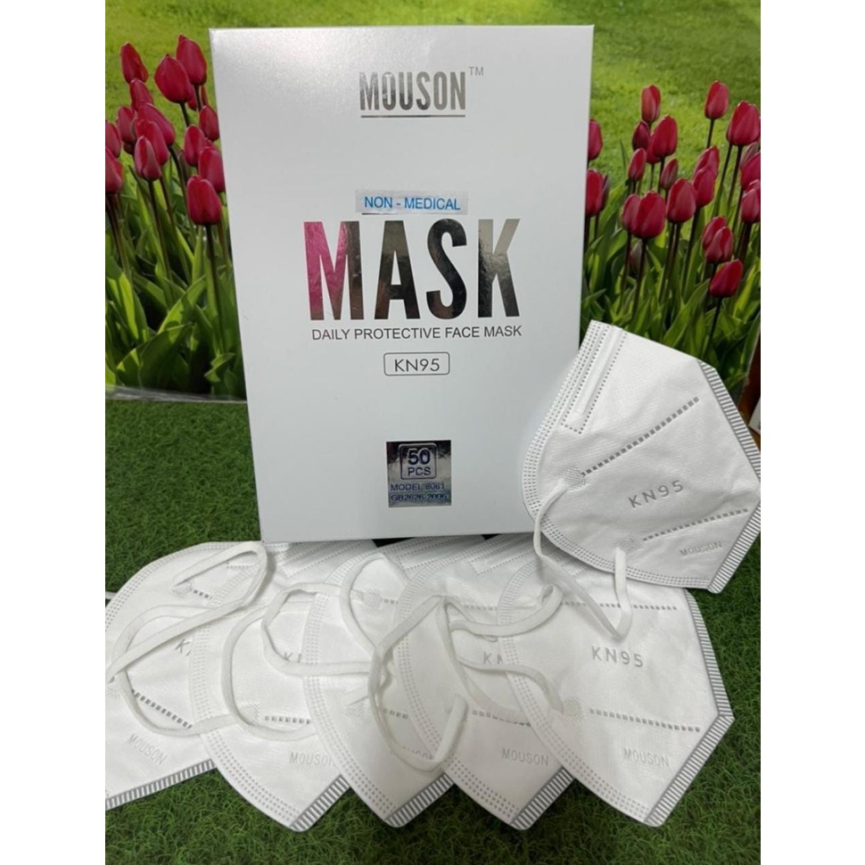 Jual MASKER KN95 MOUSON Emboss Putih 1 Box isi 50pcs murah promo | Shopee Indonesia