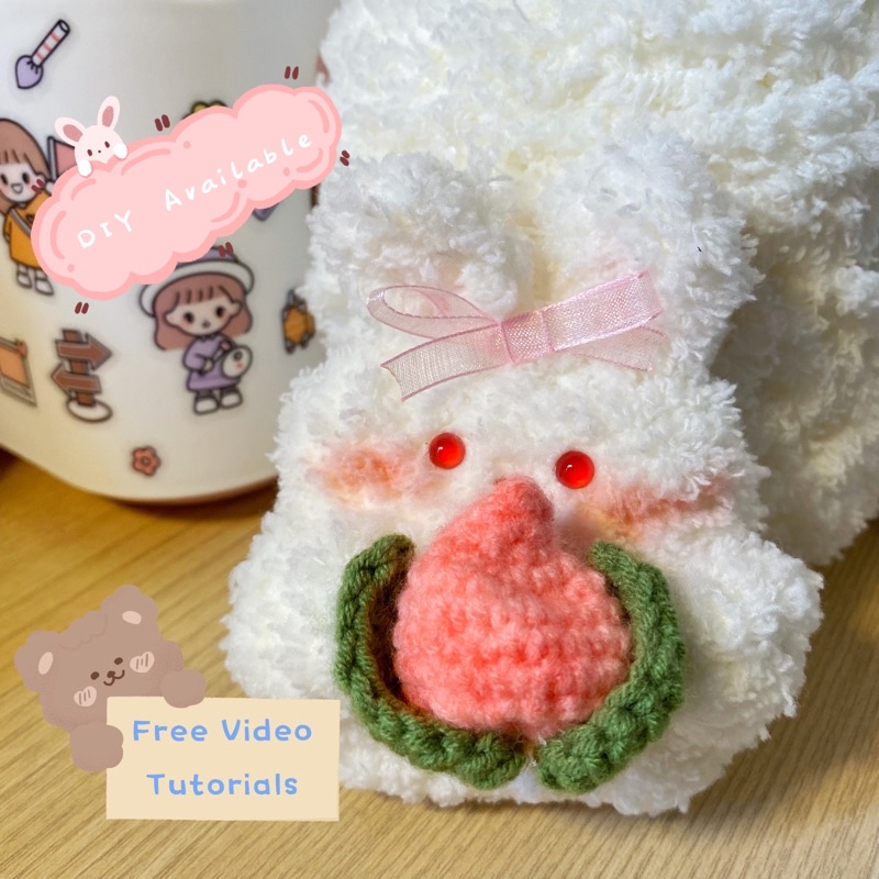 Jual PAKET DIY MERAJUT BONEKA CROCHET PEACHY RABBIT (TERSEDIA UNTUK ...