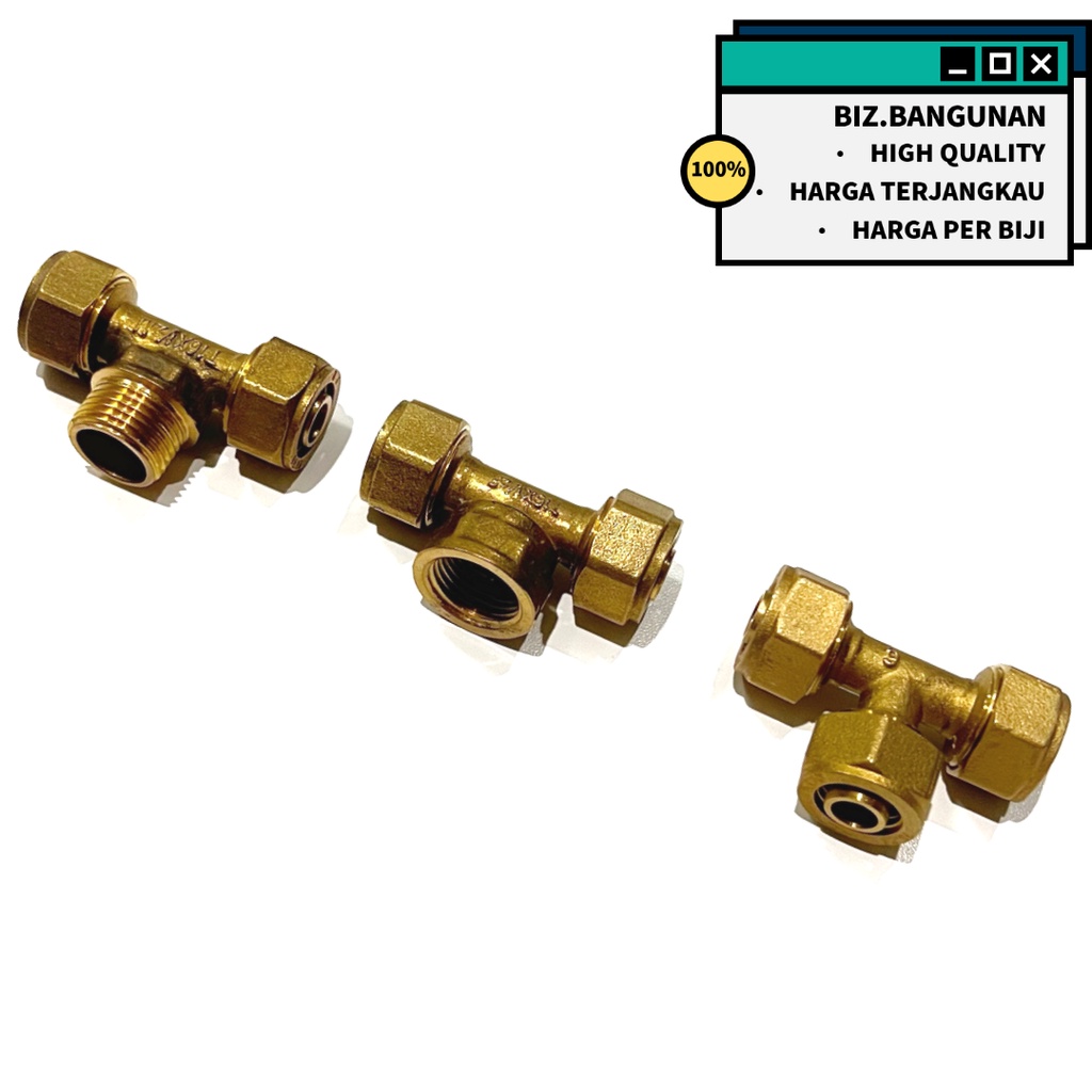 Jual TEE NEPEL SAMBUNGAN KUNINGAN 1/2" - T KRAN PIPA AIR PANAS DINGIN | Shopee Indonesia