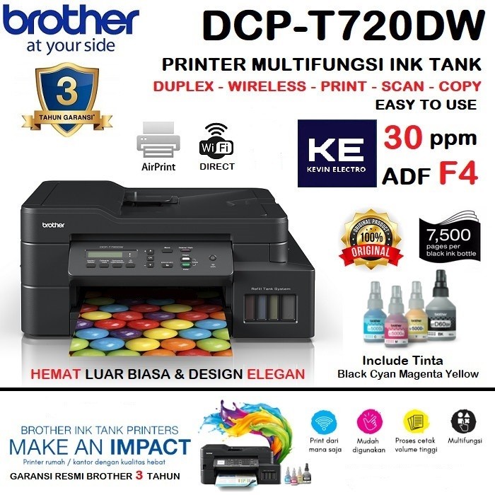 Jual BROTHER DCP-T720DW Printer Ink Tank Multifunction T720 WiFi Duplex ADF | Shopee Indonesia