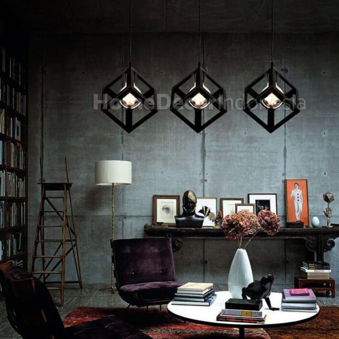 Jual Lampu Gantung Frame Besi Loft Minimalis Modern Segi Empat Kubus ...